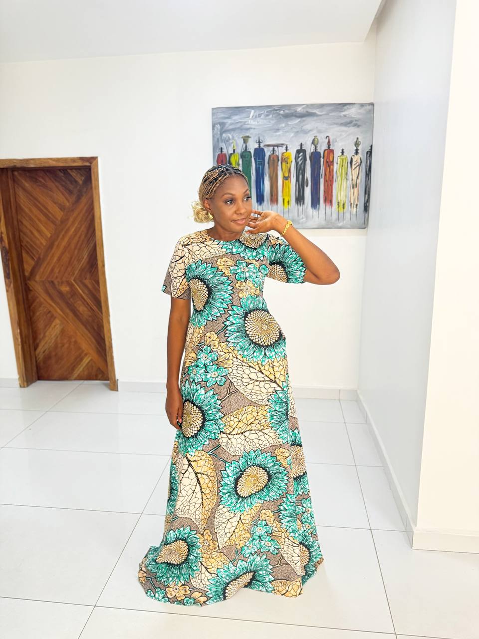 GREEN SHORT SLEEVE MAXI DRESS – AprilWind